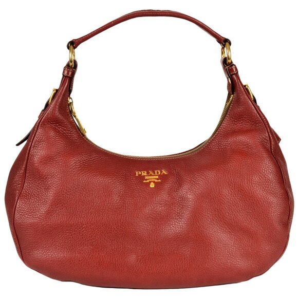 Prada | Bags | Prada Red Leather Shoulder Bag | Poshmark